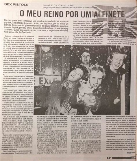 Recortes And Retalhos Jornal Bitz Nº 395 Sex Pistols O Meu Reino Por Um Alfinete Miguel