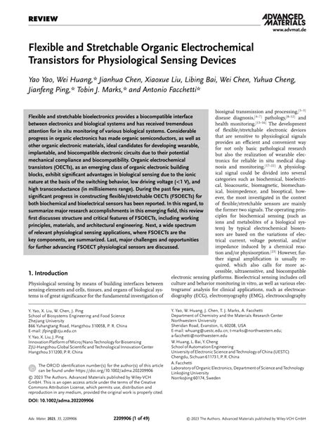 Pdf Flexible And Stretchable Organic Electrochemical Transistors For Physiological Sensing Devices