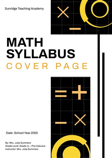 Free Minimalist Math Cover Page Template To Edit Online