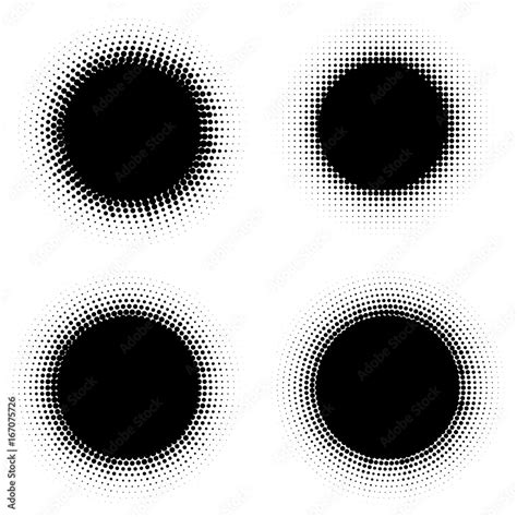 Vector Abstract Halftone Circle Frames Set Abstract Dotted Gradient Logo Design Elements