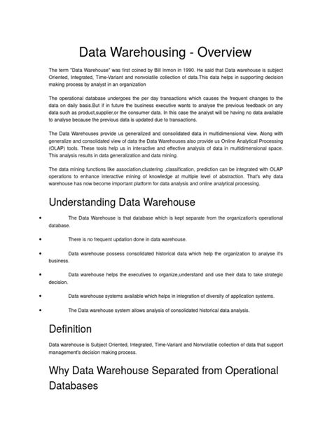 Data Warehousing Pdf Data Warehouse Databases