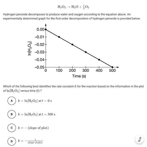 Solved H2o2 â† H2o O2 Hydrogen Peroxide Decomposes To Produce Water