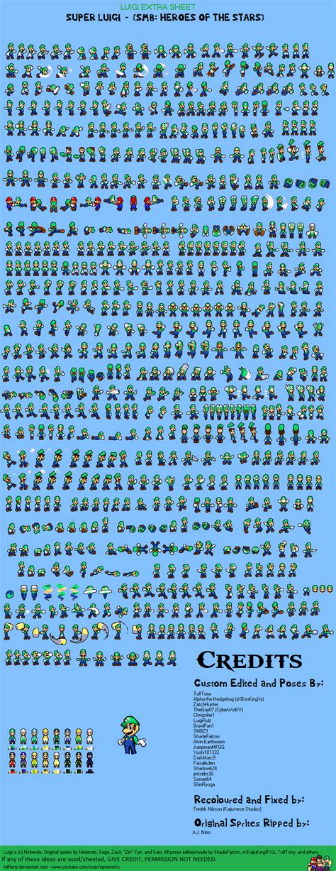 Luigi Extra Poses Sprite Sheet Final Update By Tufftony On Deviantart