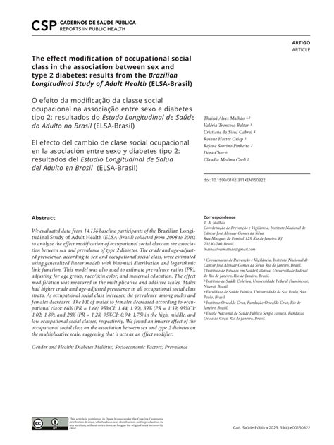 Pdf The Effect Modification Of Occupational Social Class In The