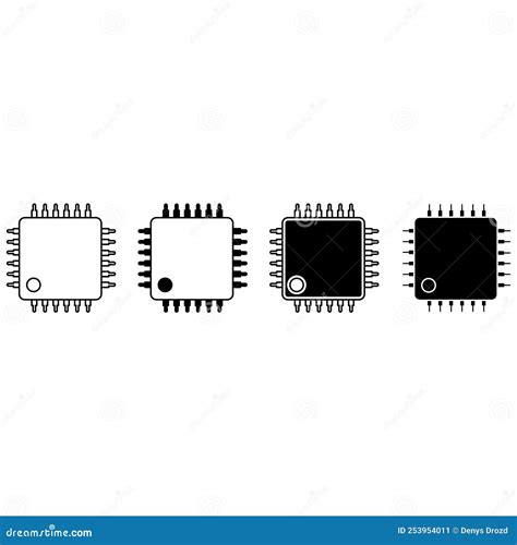 Chip Vector Icon Set Microchip Illustration Symbol Collection Cpu Sign Core Logo Stock Vector