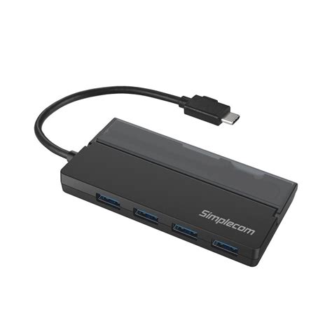 Simplecom CH330 Portable USB C To 4 Port USB A Hub USB 3 2 Gen1 With Cable Storage