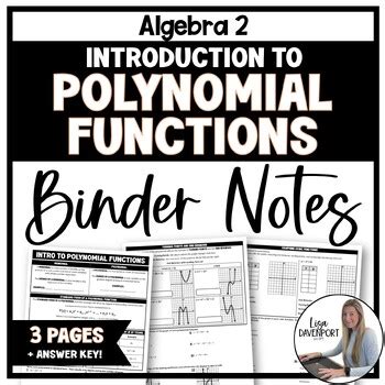 Intro To Polynomial Functions Algebra Binder Notes By Lisa Davenport