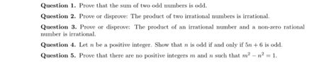 Solved Prove That The Sum Of Two Odd Numbers Is Odd Prove Chegg Com