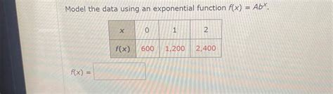 Solved Model The Data Using An Exponential Function Chegg Com