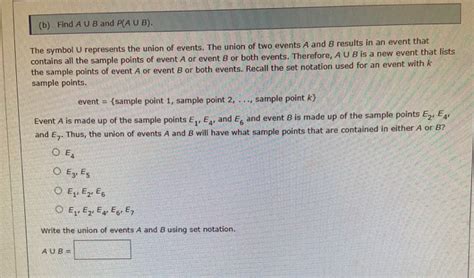 Solved B Find A U B And P AUB The Symbol U Represents Chegg Com