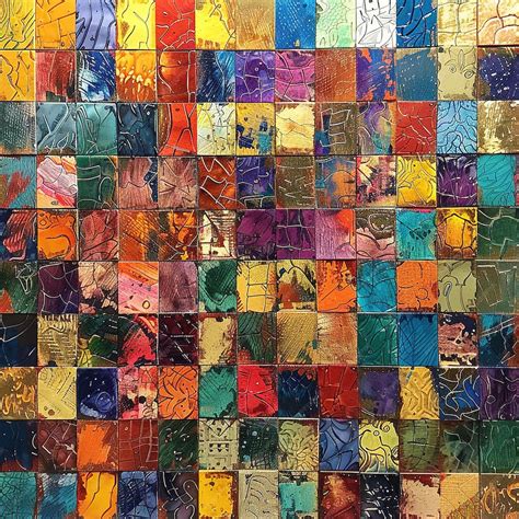 A Wall Of Glass Tiles With A Background Of A Colorful One That Saysthe Word On It Premium Ai