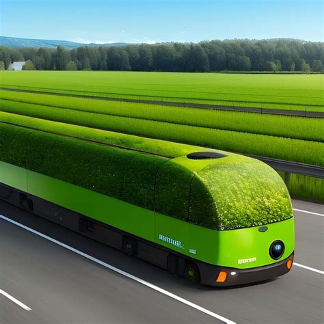 ai generated eco bus driving on road premium ai generated image