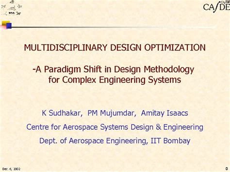 Multidisciplinary Design Optimization A Paradigm Shift In Design