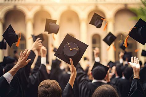 Graduates Throwing Their Hats In The Air During A Graduation Ceremony