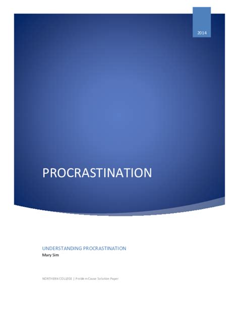 Pdf Procrastination 2014 Understanding Procrastination