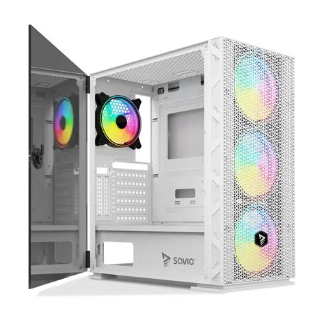 Savio Raptor White X1 Argb Glassmesh White Computer Case Wassermaneu