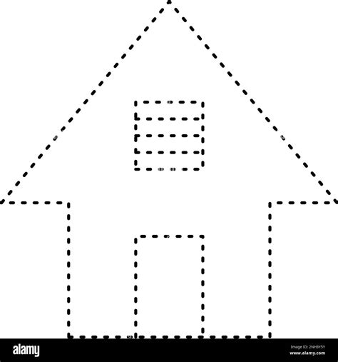Tracing House Dotted Lines Shape For Preschool And Kindergarten School