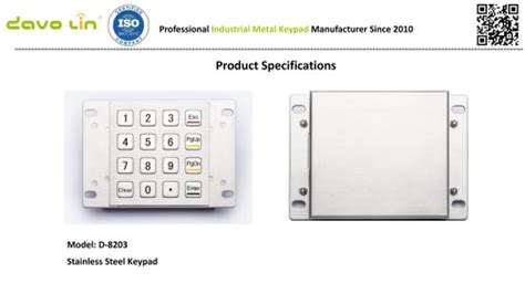 D 8203 Metal Keypad Data Sheet Shenzhen Davo Electronics Co Ltd