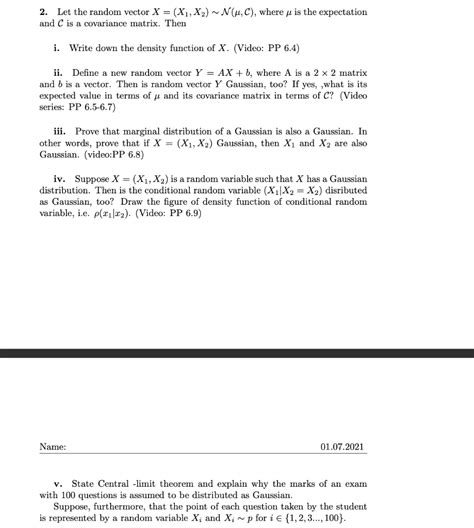 Solved Let The Random Vector X X X N U C Where Chegg Com