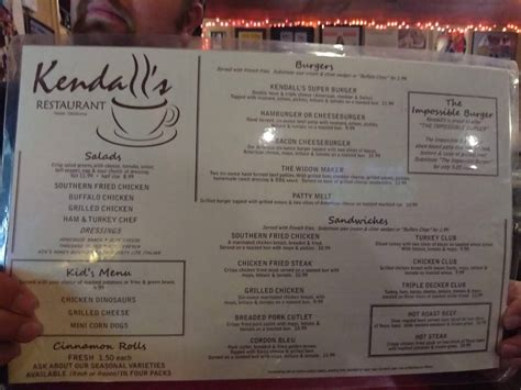 Menu At Kendalls Restaurant Noble