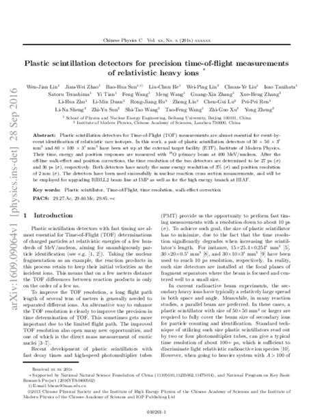 Pdf Plastic Scintillation Detectors For Precision Time Of Flight