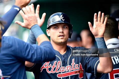Atlanta Braves Third Baseman Austin Riley Is Congratulated By High