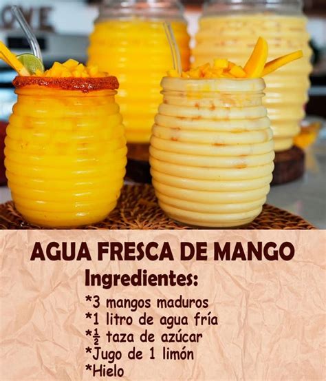 Comidas Agua Fresca De Mango 😋 Ingredientes 3 Mangos Maduros