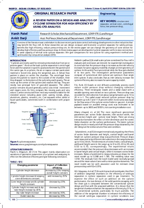 pdf a review paper on a design and analysis of cyclone separator for