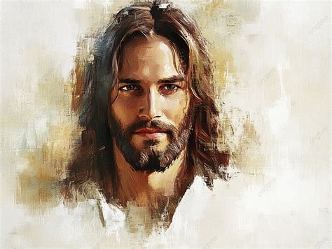 Art Of Jesus With Loose Brush Strokes In Beige Color Background Jesus