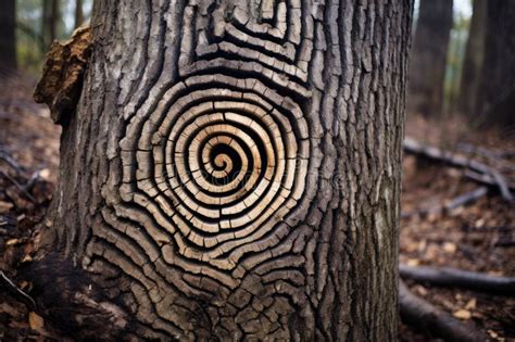 An Abstract Pattern On A Tree Trunk That Looks Like A Labyrinth Stock