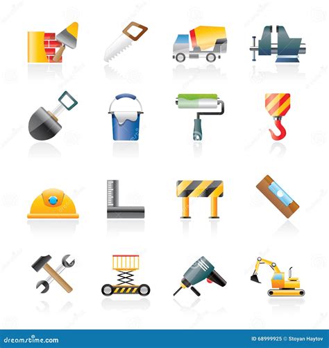 Building And Construction Tools Icons Stock Vector Illustration Of Concrete Menu 68999925