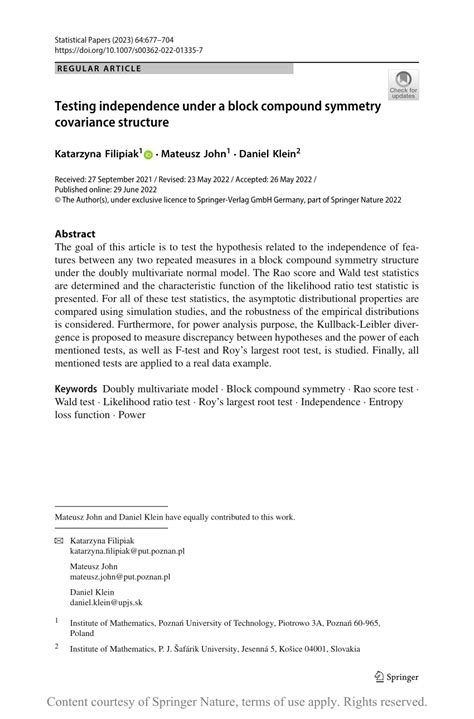 testing independence under a block compound symmetry covariance