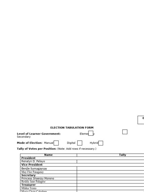 Election Tabulation Form Pdf Teachers Elections