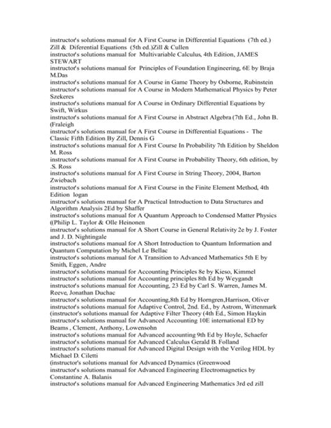 Instructors Solutions Manuals For Stem And Business Courses