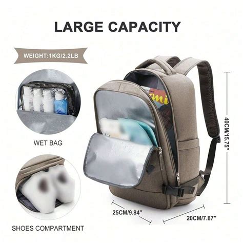 קיבולת גדולה מתאימה למחשב נייד בגודל 14 אינץ עם יציאת טעינת Usb והפרדה יבשה רטובה בד קמברי עמיד