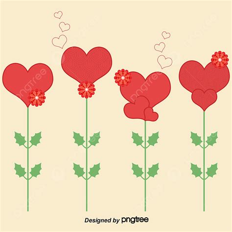 Cartoon Hearts And Flowers
