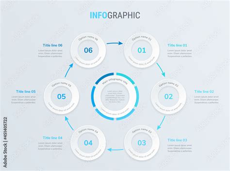 Blue Timeline Infographic Design Vector 6 Steps Rounded Workflow Layout Vector Infographic