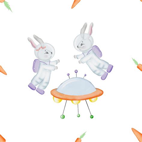 Premium Photo Repeating Pattern On A Space Theme Cute Bunnies