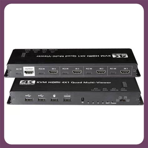 Kvm Hdmi Quad Multi Viewer Switch 4x1 1080p Hdmi Kvm Multiviewer Seamless Processor Screen With