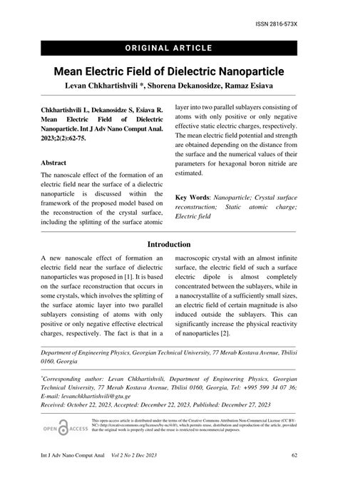 Pdf Mean Electric Field Of Dielectric Nanoparticle