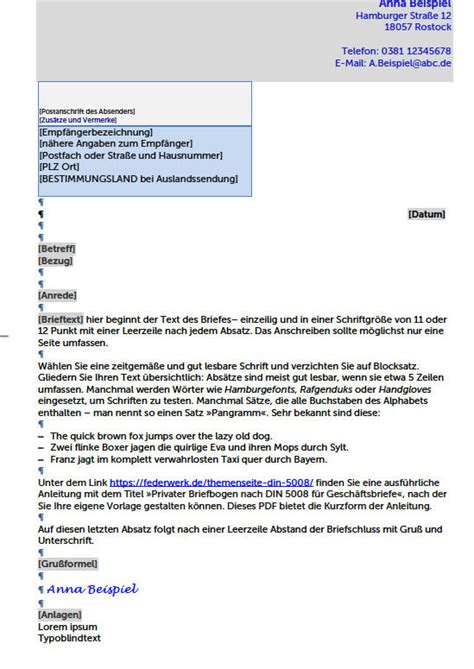 Din 5008 Vorlage Professionellen Brief Herunterladen Und Richtig