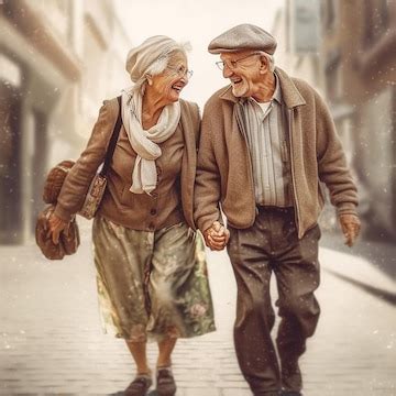 An Old Couple Walking Hand In Hand Holding Hands And The Words Old Man And Woman On The Right