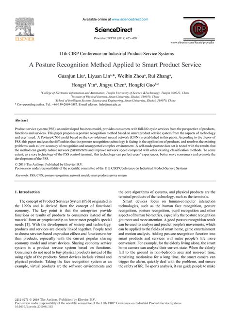 Pdf A Posture Recognition Method Applied To Smart Product Service