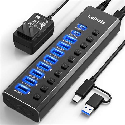36w Powered Usb Hub Acasis 7 Ports Usb 3 0 Data Hub