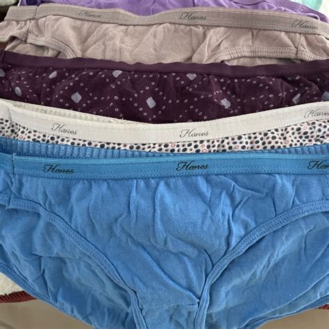 Hanes Womens Panties Blue White Purple Tan Gem