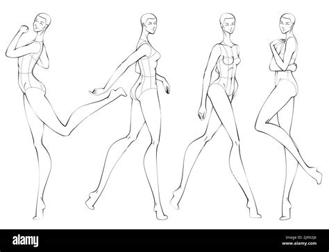 Fashion Figure Ten Heads Design Template Croquis Wearing Bodice Hi Res Stock Photography And