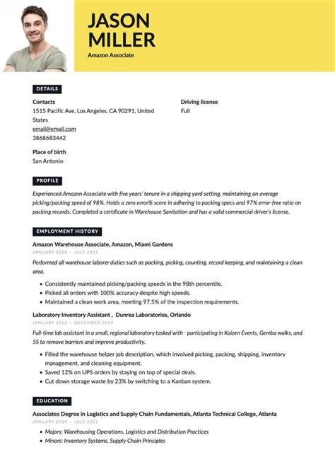21 Amazon Associate Resume Examples And Writing Guide 2025