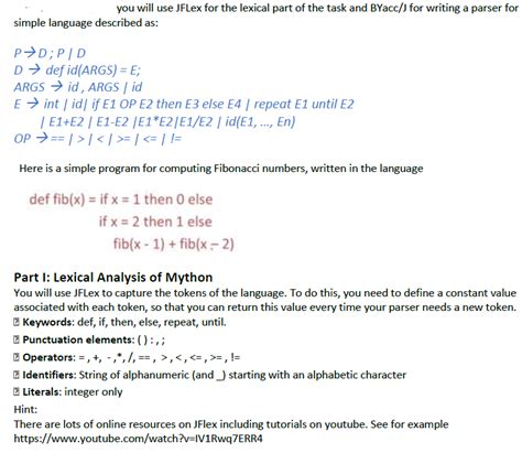 You Will Use Jflex For The Lexical Part Of The Task