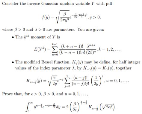 Solved Consider The Inverse Gaussian Random Variable Y With