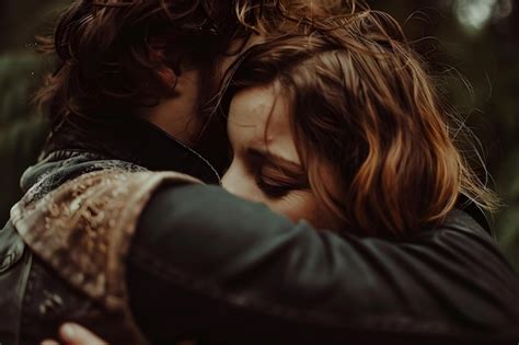 Capturando A Conexão íntima De Um Casal Apaixonado Em Um Abraço Romântico Conceito Momentos